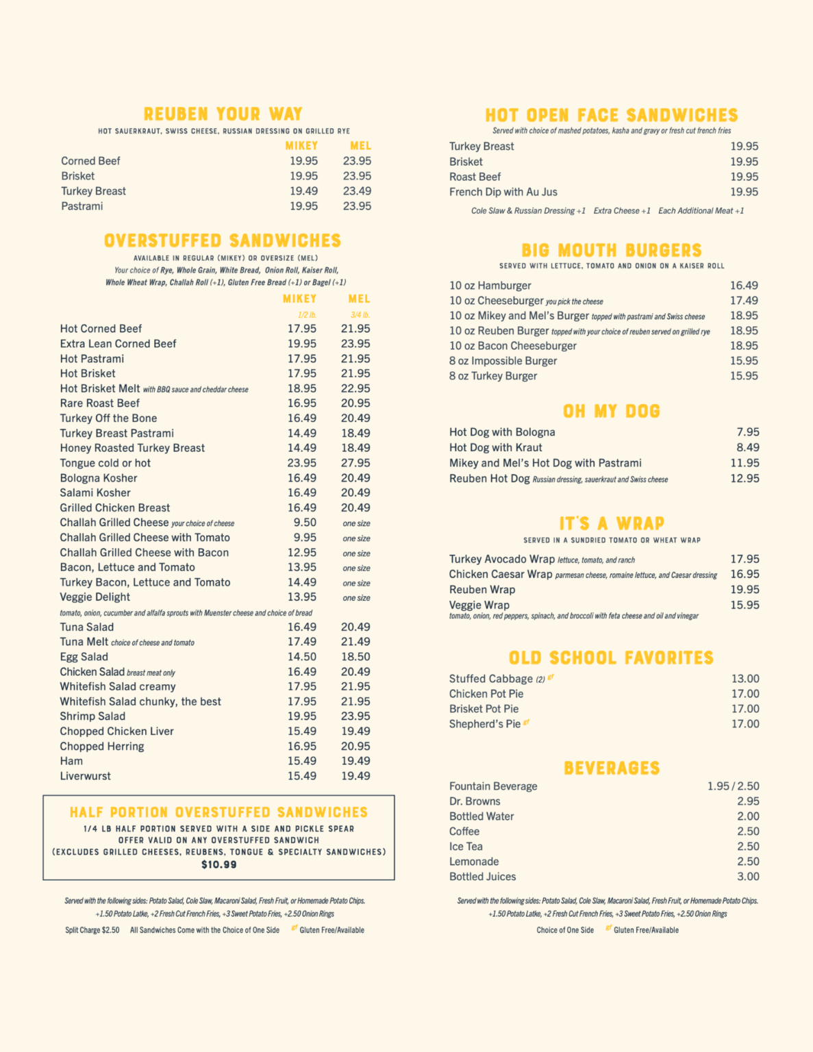 Mikey & Mel’s Menu | NY-Style Deli in Fulton, MD